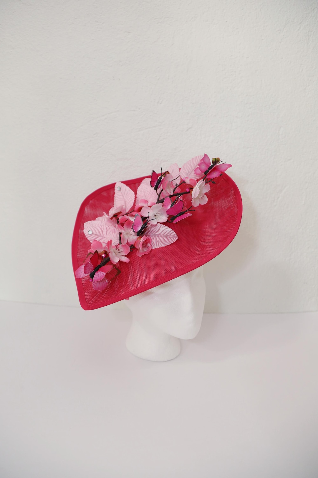 Pink Cherry Blossom Fascinator Pink Flowers Hat Kentucky Derby Large ...