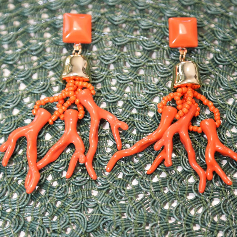 Coral Drop Earrings - Etsy