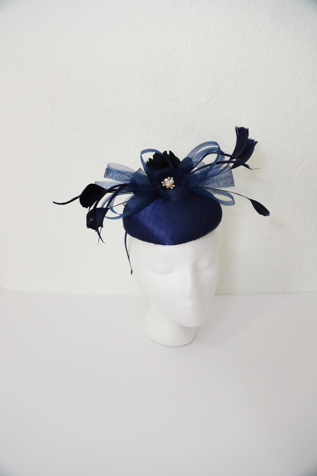 Navy Blue Kentucky Derby Fascinator Dark Blue Fascinator Wedding Guest ...