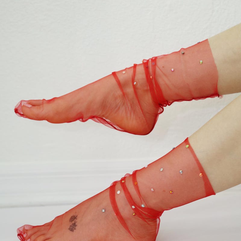 Rhinestone Socks - Etsy
