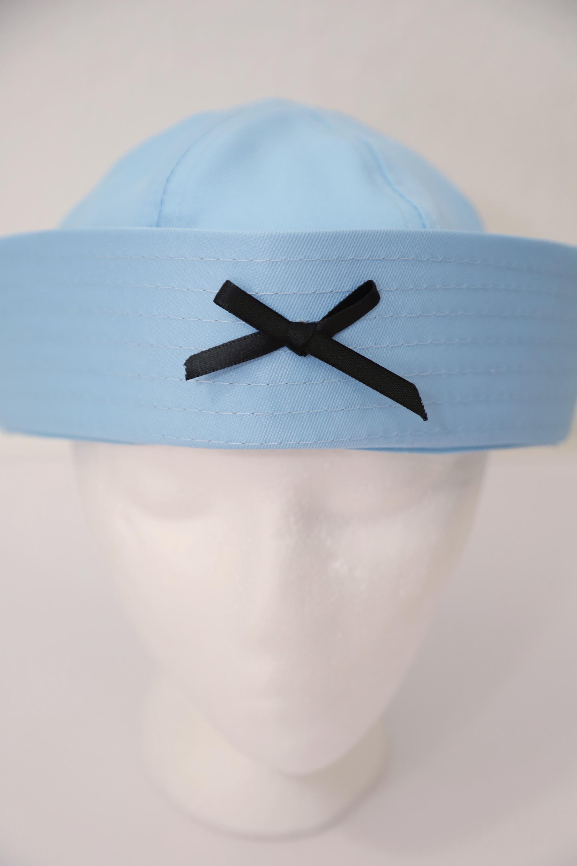 Blue Sailor Hat Panama Cap Summer Beach Hat Soft Retro Cap With Bow ...