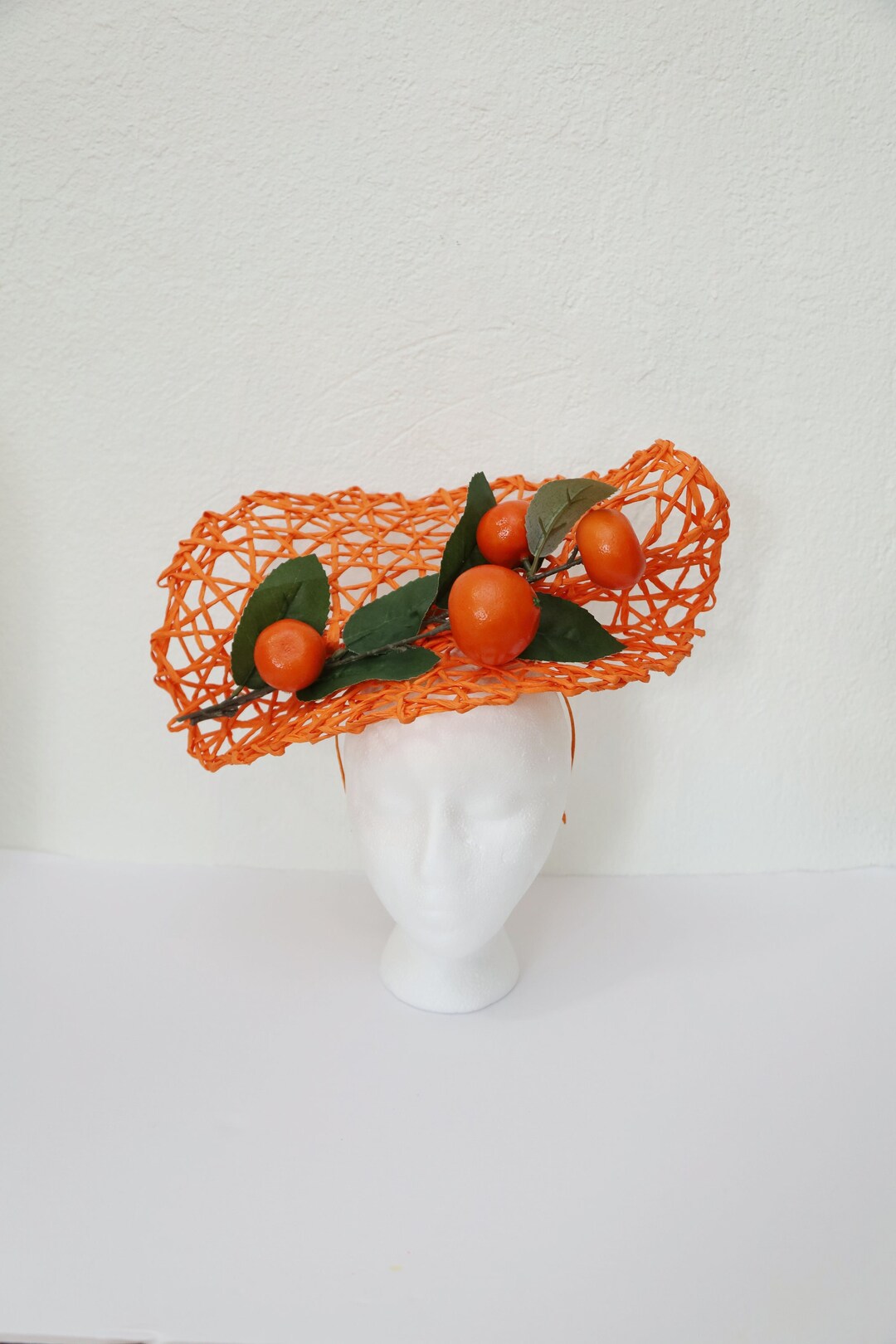 Orange Straw Hatinator Wedding Guest Party Tangerines Hat Garden Party ...