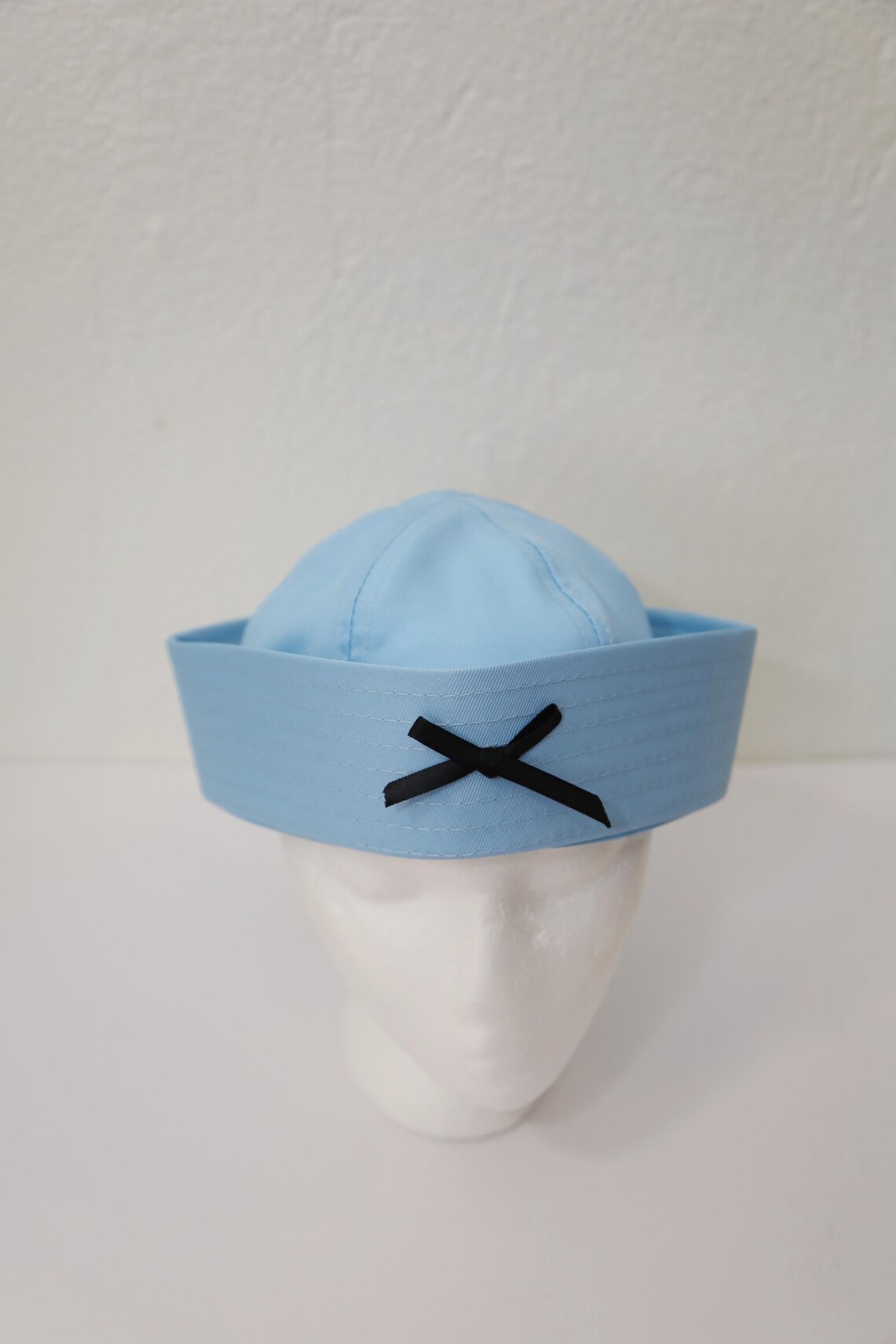 Blue Sailor Hat Panama Cap Summer Beach Hat Soft Retro Cap With Bow ...