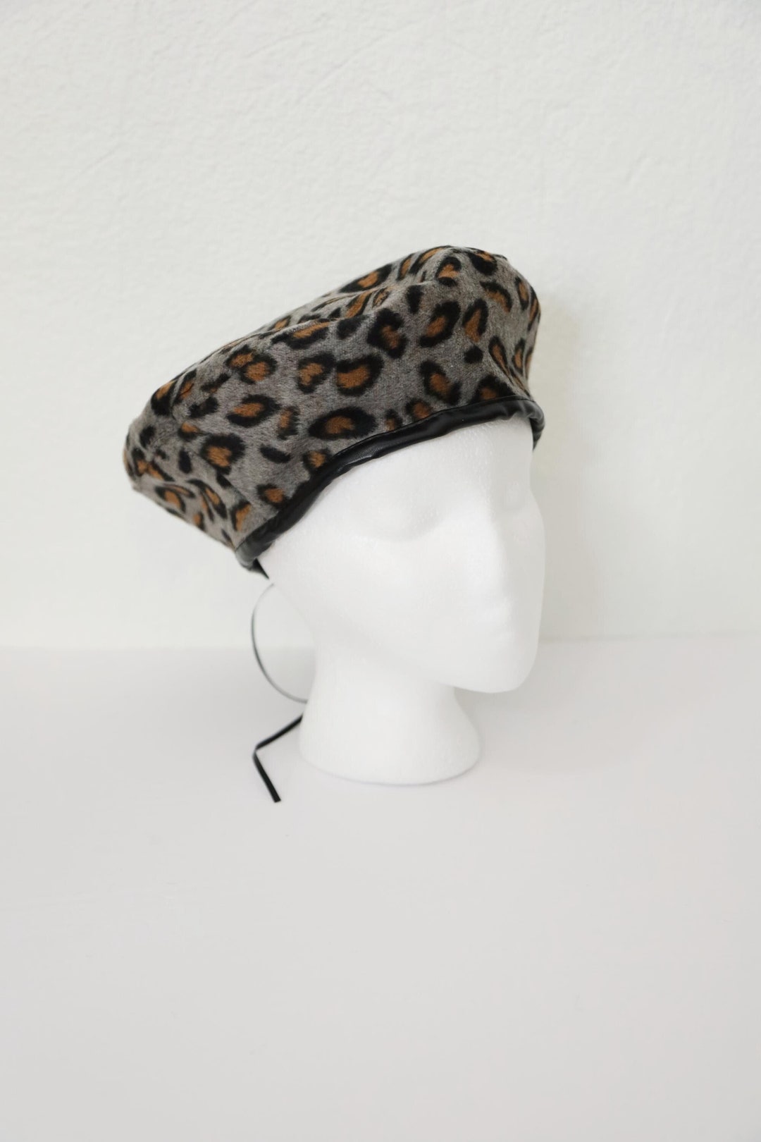 Leopard Beret Animal Print Beret Grey Brown Hat Contrast Beret Warm Hat ...