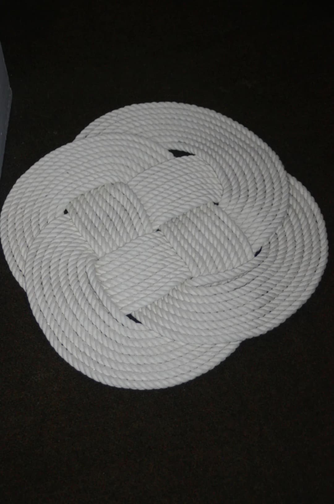 Round off White Cotton Rope Rug Bathmat 24 Diameter Woven Handmade Soft ...