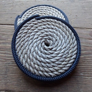 Nautical Rope Coasters NATURAL TAN + Accent Color Handcrafted From ...
