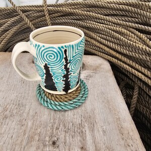 Nautical Rope Coasters NATURAL TAN Accent Color Handcrafted From ...