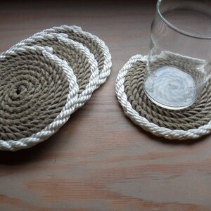 Nautical Rope Coasters NATURAL TAN Accent Color Handcrafted From ...