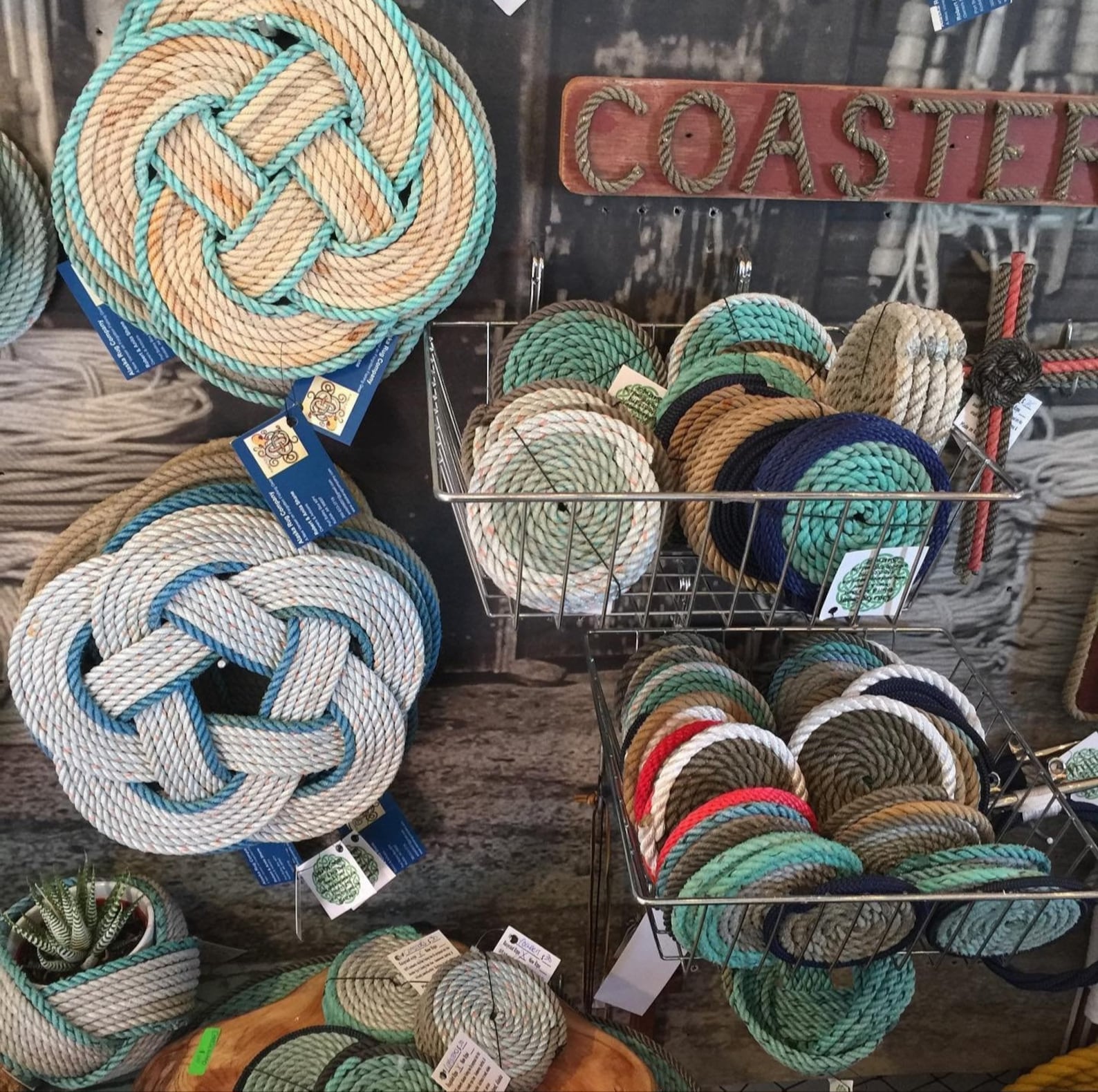 Nautical Rope Coasters: Handcrafted Recycled Fishing Line, Set of 4 - Etsy