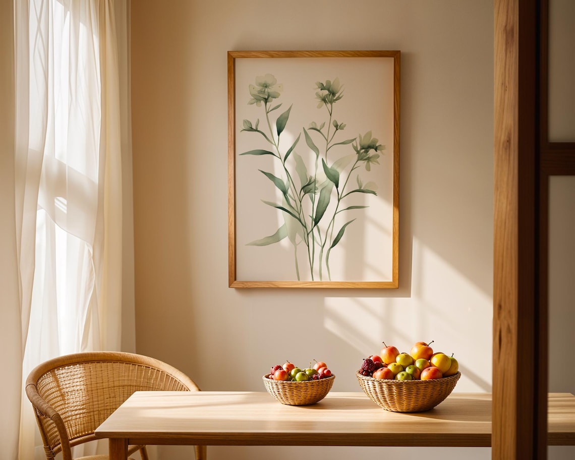 Sage Green Botanical Wall Art Set of 3 | Green Botanical Prints ...