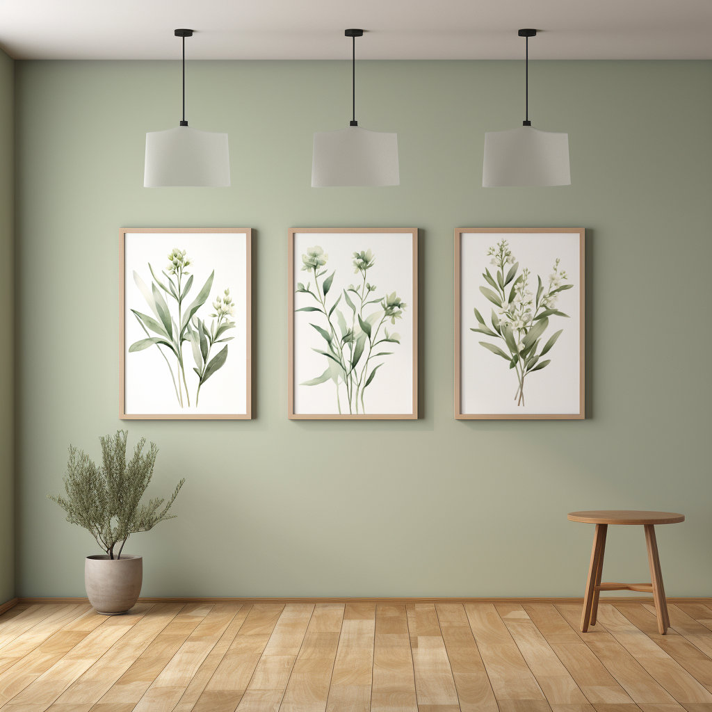 Sage Green Botanical Wall Art Set of 3 Green Botanical Prints ...