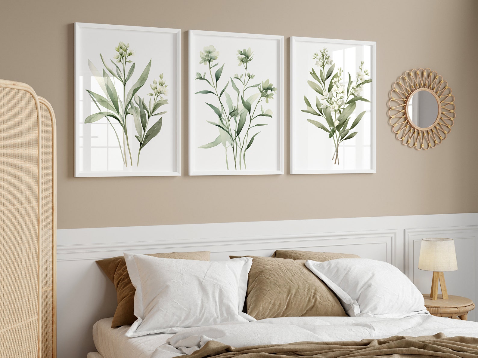 Sage Green Botanical Wall Art Set of 3 Green Botanical Prints ...
