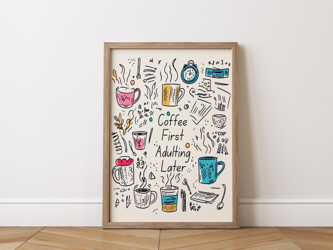 Coffee Doodle Poster | Funny Coffee Quote Printable | Morning Humor ...