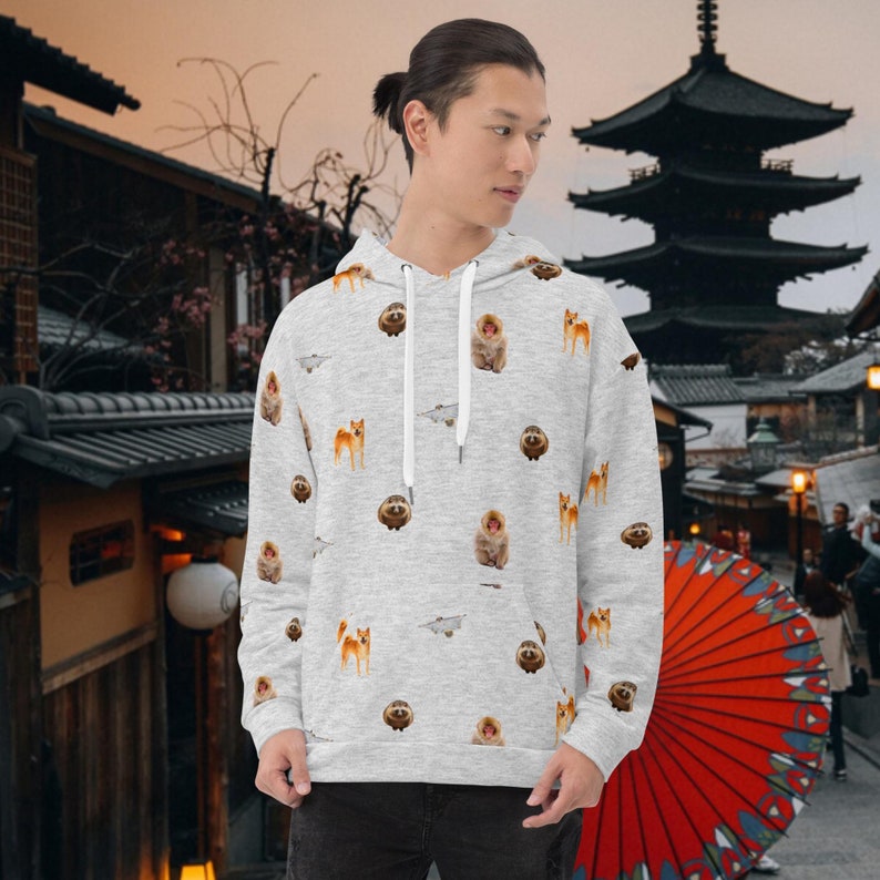 Kawaii Wildlife of Japan Light Weight Gray Hoodie Sweatshirt Starring ...