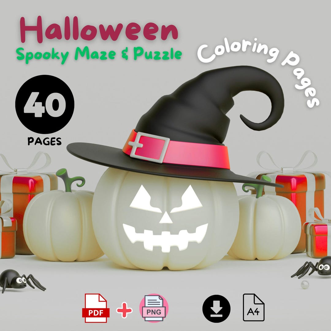 Halloween Coloring Book Spooky Maze & Puzzle Activity for Kindergarten ...