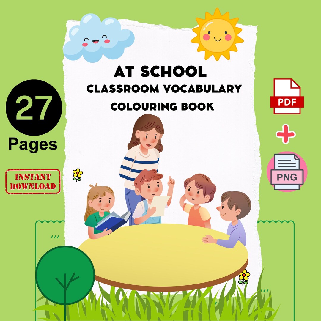 School Vocabulary Coloring Book Classroom Vocabulary for Kids Learn ...