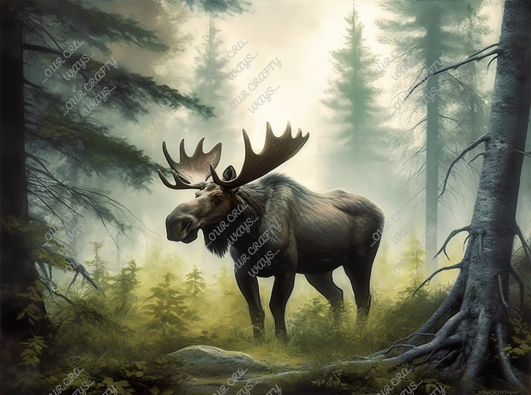 Decoupage A4 Image Rice or Washi Paper Free Shipping Moose - Etsy