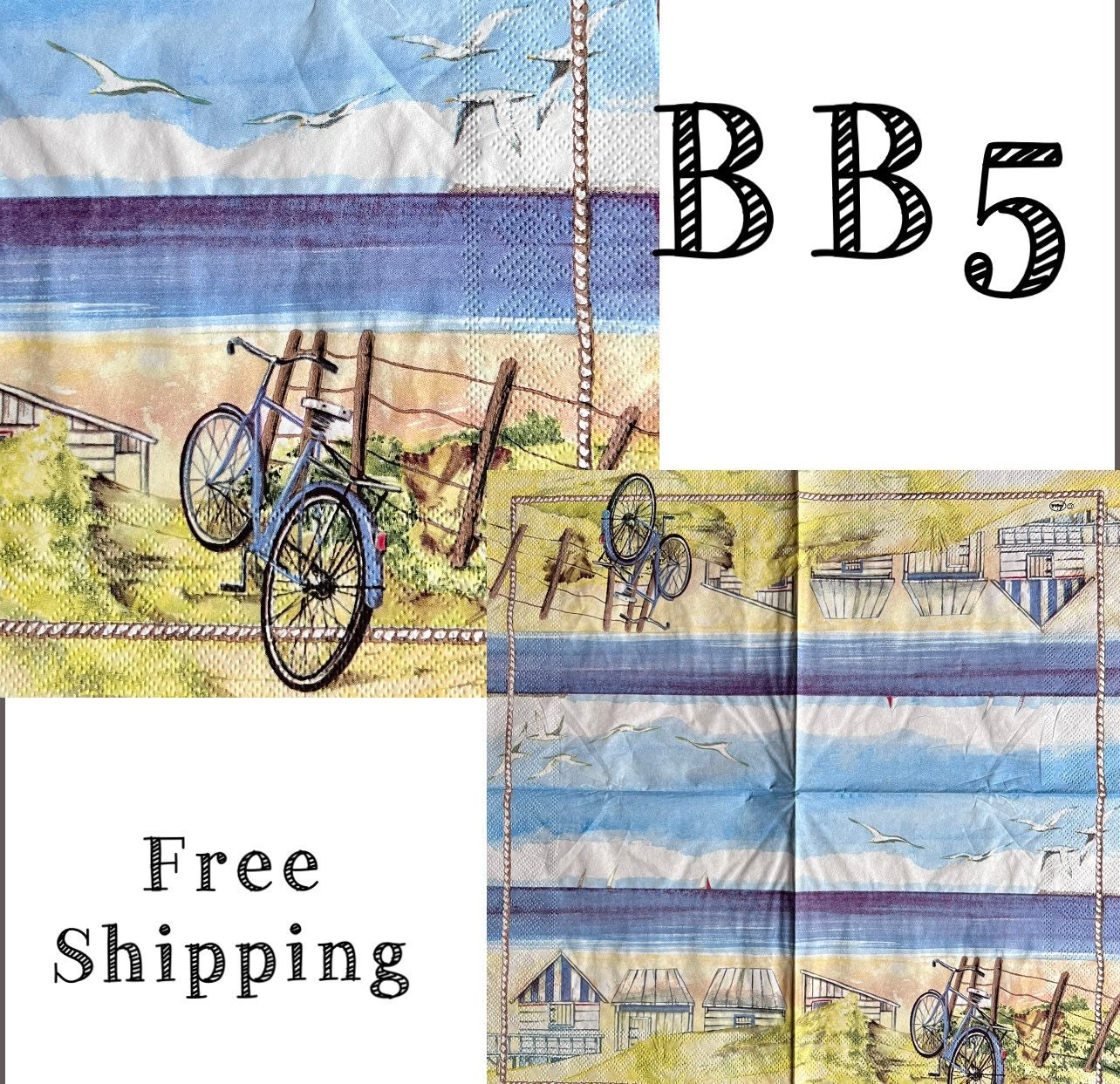 Decoupage Napkins FREE SHIPPING Luncheon Beach Napkins Set of - Etsy