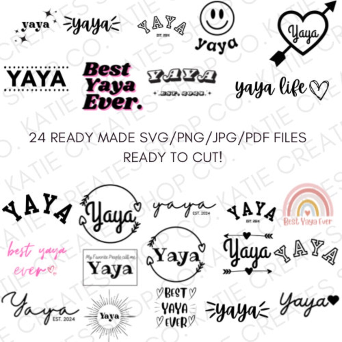 Yaya SVG Bundle for Craft Cutting on Cricut, Yaya PNG Bundle, Yaya SVG ...