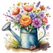 Watering Can Flowers 14 JPG Floral Clipart Boundle Watercolor Can ...