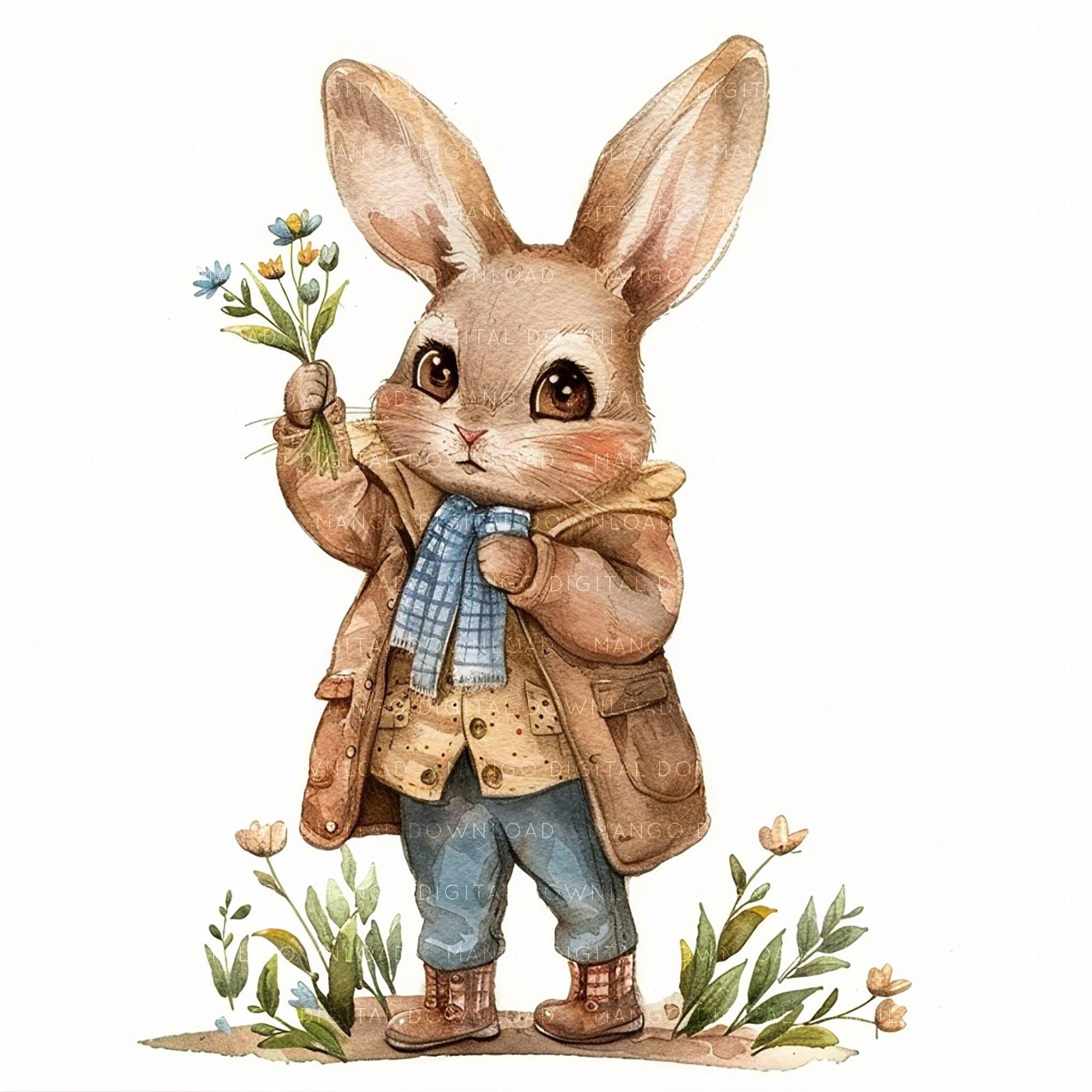 Bunny With Flowers Happy Easter Bunny Clipart 10 Cute Bunny Jpgs ...
