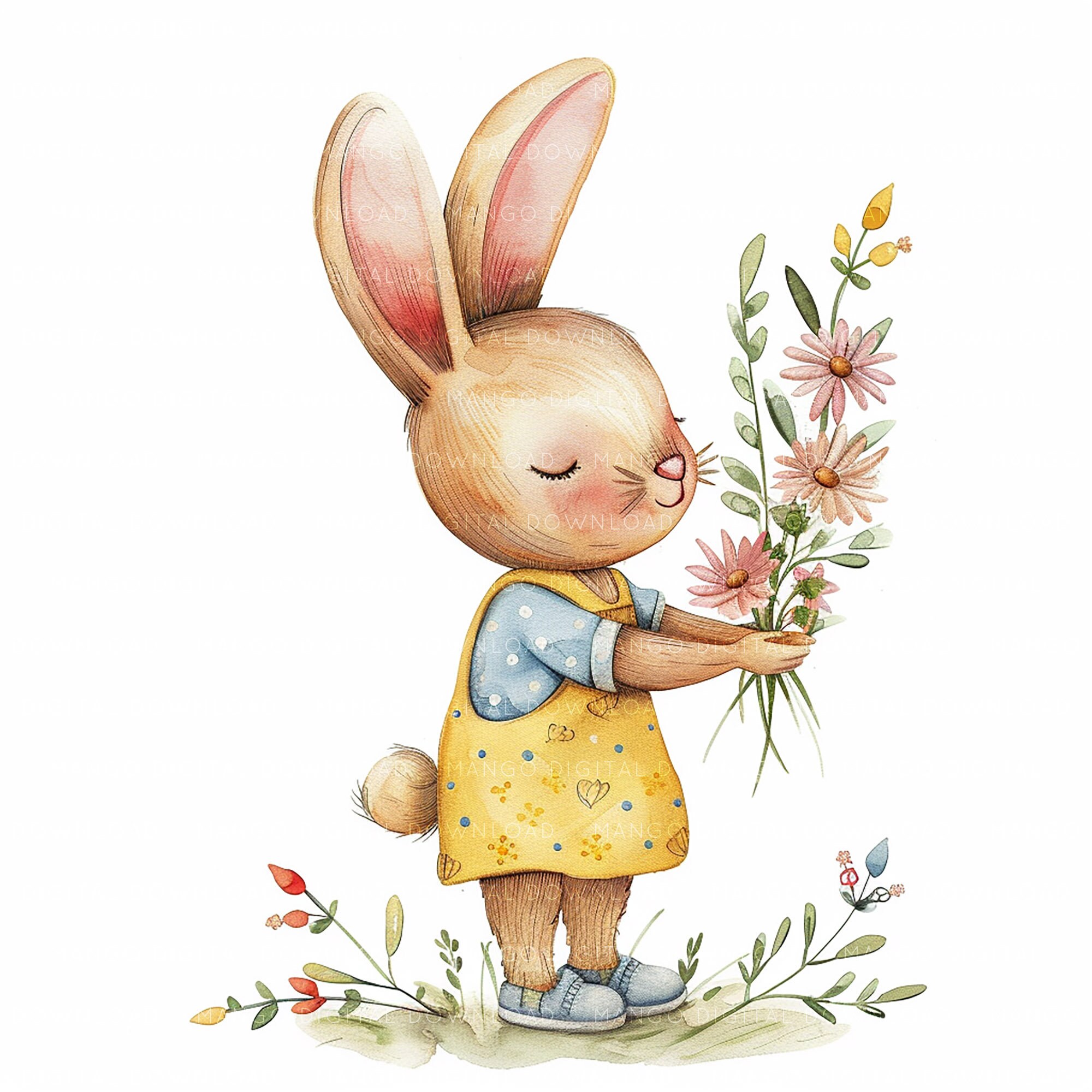 Bunny With Flowers Happy Easter Bunny Clipart 10 Cute Bunny Jpgs ...