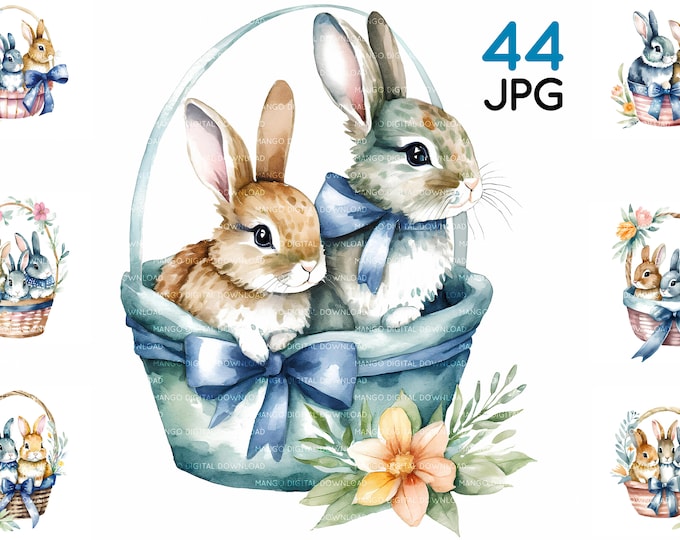 17 PNG Easter Bunny Clipart Bundle, Easter Bunny Clipart, Easter ...