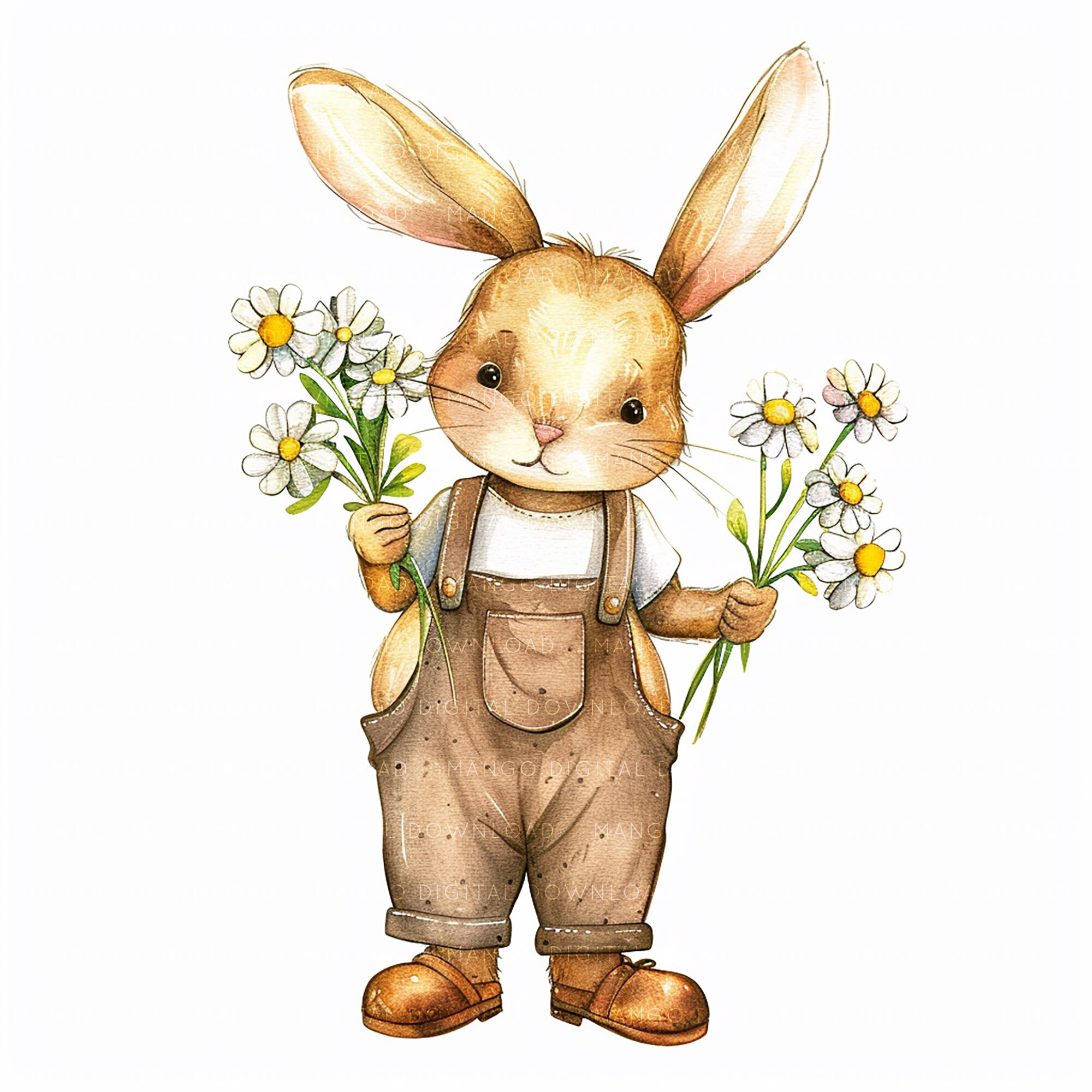 Bunny With Flowers Happy Easter Bunny Clipart 10 Cute Bunny Jpgs ...