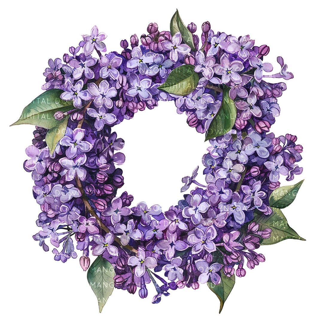 Watercolor Lilac Clip Art 12 PNG/JPG White and Purple Lilac Clipart ...