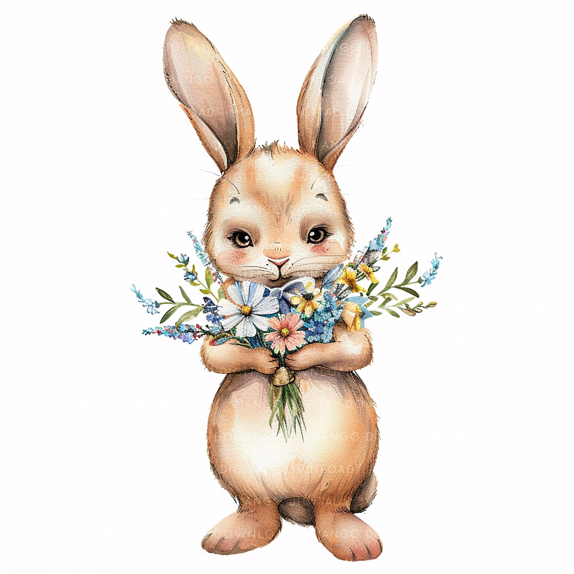 Bunny With Flowers Happy Easter Bunny Clipart 10 Cute Bunny Jpgs ...