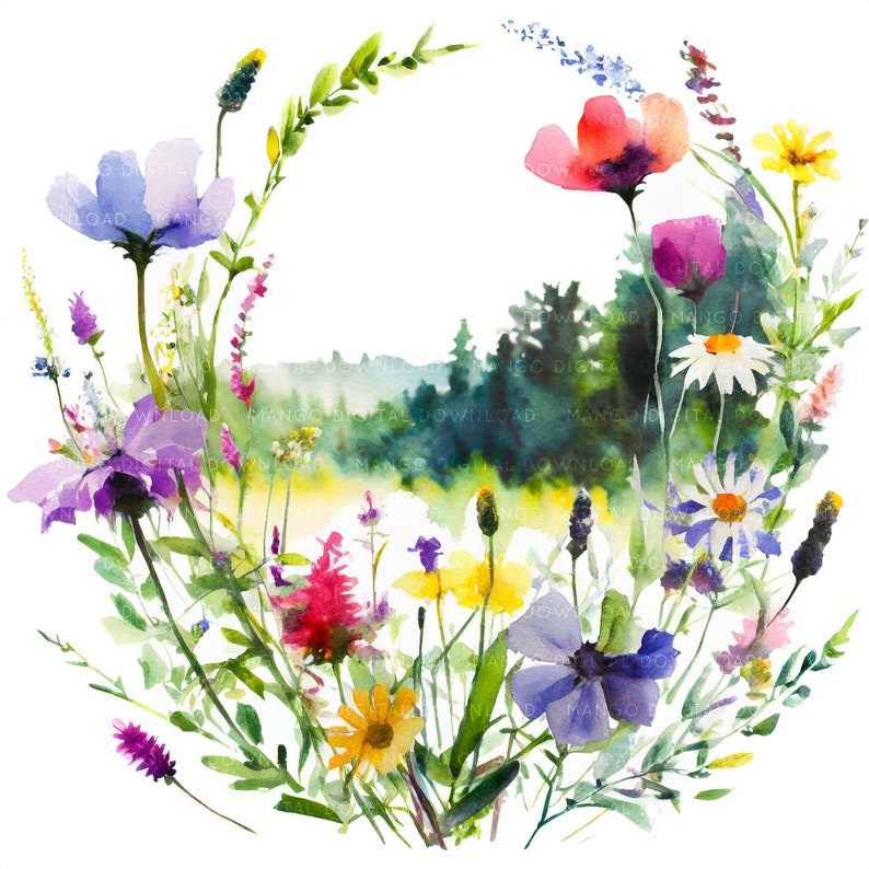 12 PNG/JPG Wildflowers Clipart Bundle Floral Clipart Spring Decor ...