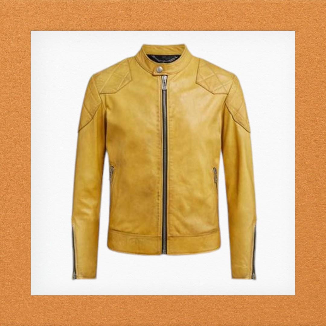 Handmade Leather Jacket Retro Style Jacket New Yellow Leather Jacket ...