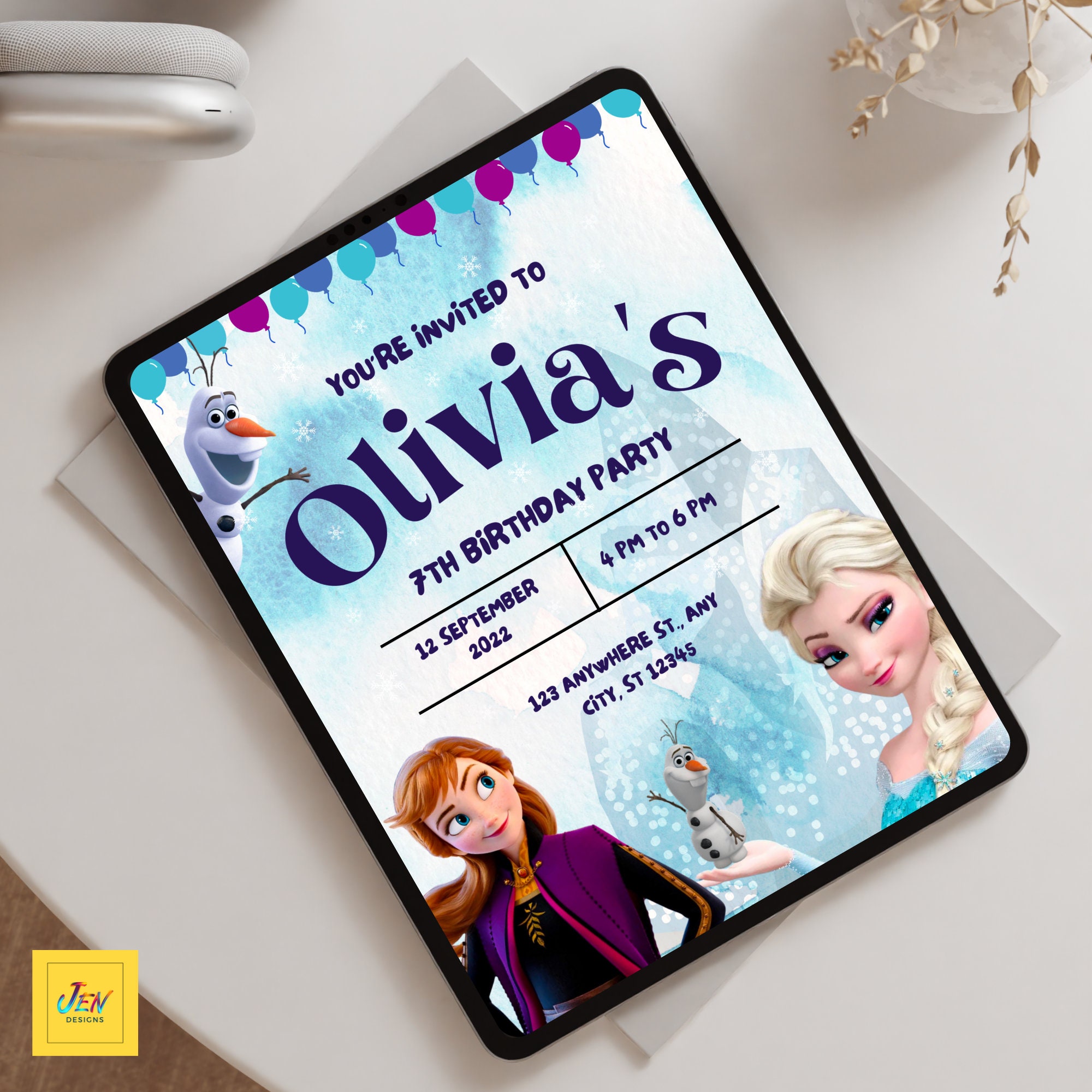 Frozen Elsa Birthday Invitation Card, Digital Canva Template, DIY ...