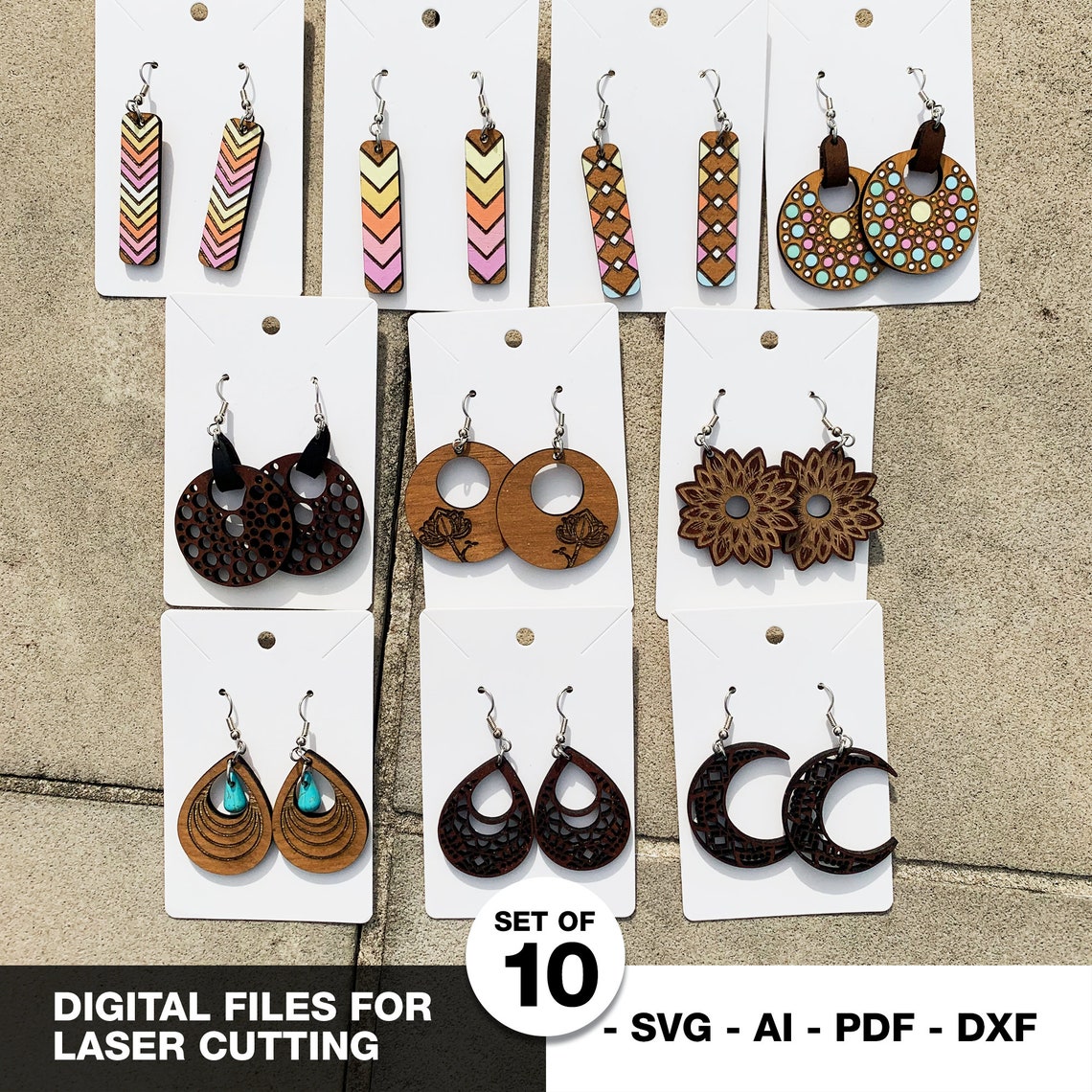 Digital Earring Bundle, Digital Files, Laser Cut Earrings, Svg ...
