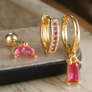 3 Pcs Emerald Green Earrings Small Dainty Minimalist Earring Set4 Pcs ...