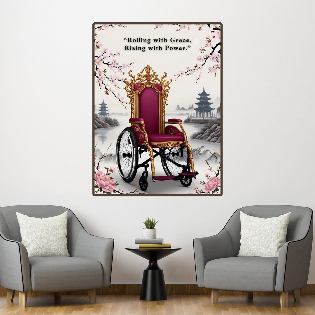 Disability Empowerment Chinoiserie Wall Art, Mobility Aid Art ...