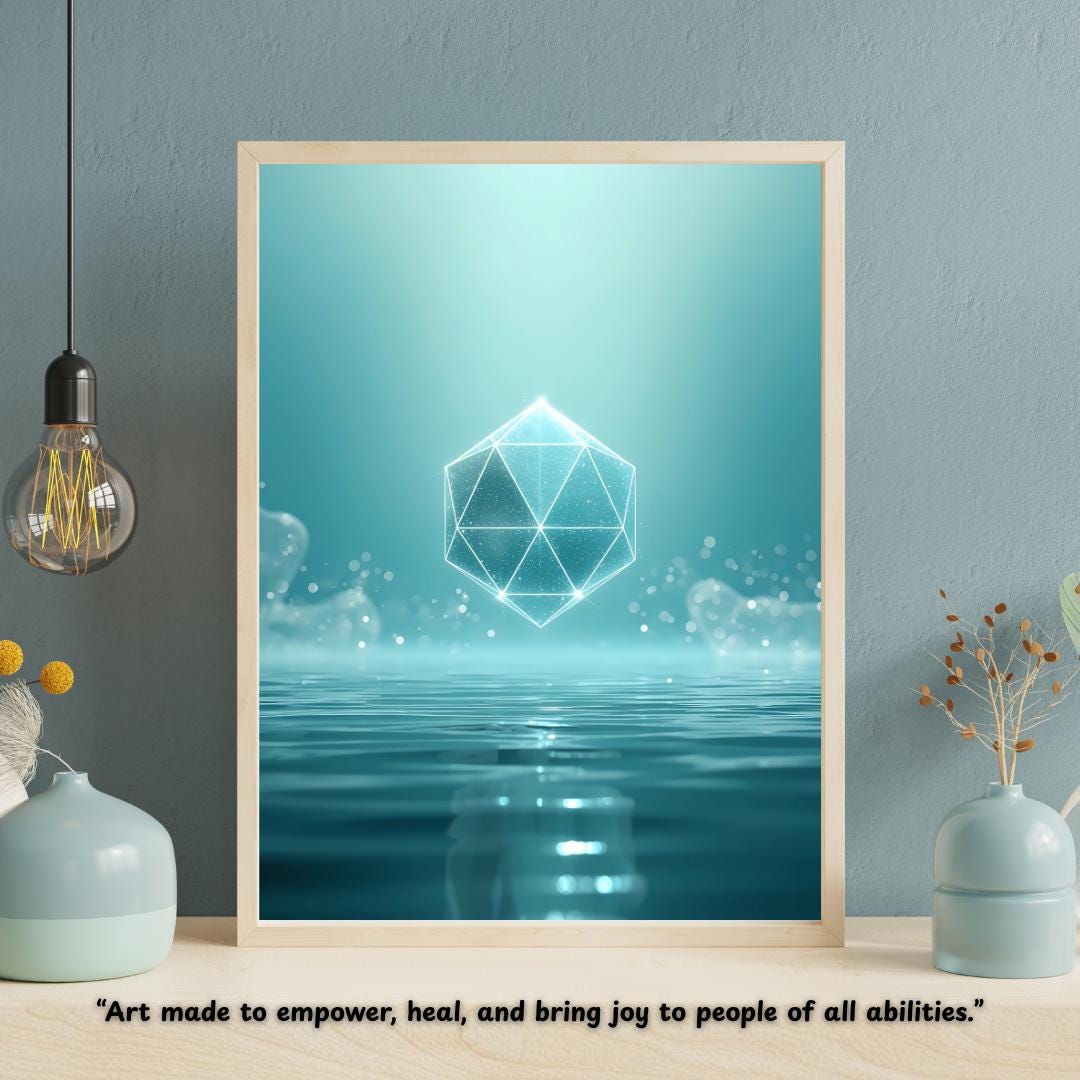 Icosahedron Water Element Decor: Sacred Geometry Emotional Healing Art ...