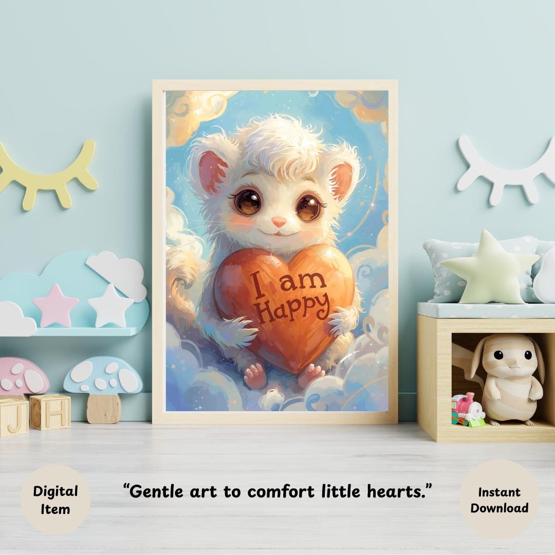 Kids Furry Character Art Print: Emotions Nursery & Playroom Wall Decor ...