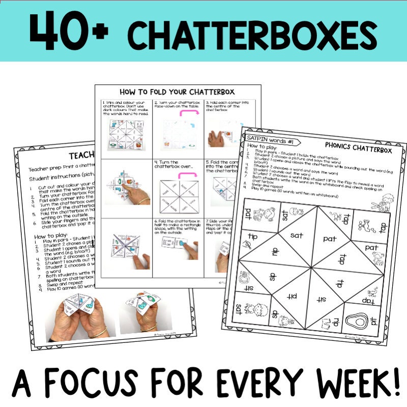 Phonics Chatterboxes | Phonics Cootie Catcher Fortune Tellers | 40 ...