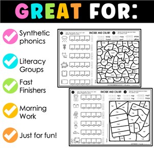 Encoding and Decoding Phonics Activity | Color by Code Summer - Etsy