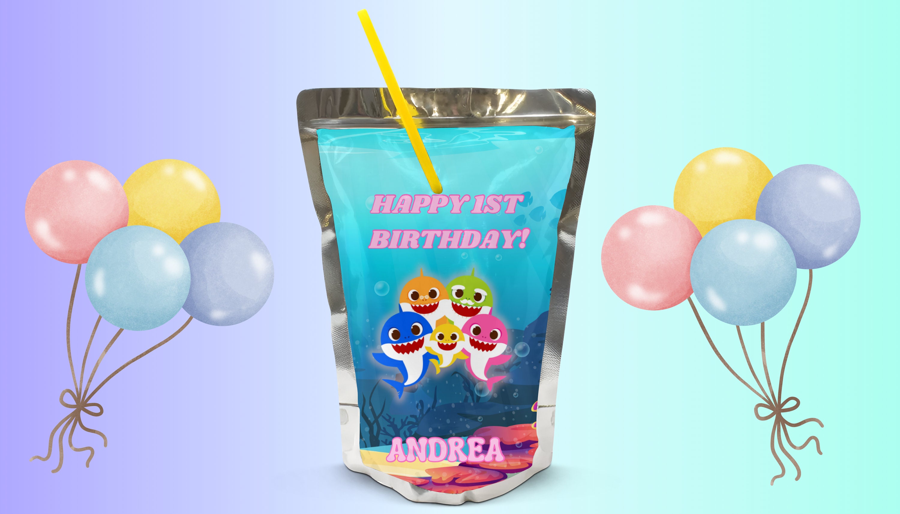 Baby Shark Caprisun Label, Edit via Canva. Instant Download. Print and ...