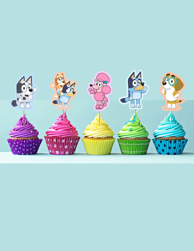 Bluey Cupcake Toppers , Bluey Cutouts. Bluey and Friends PDF FILE . No ...