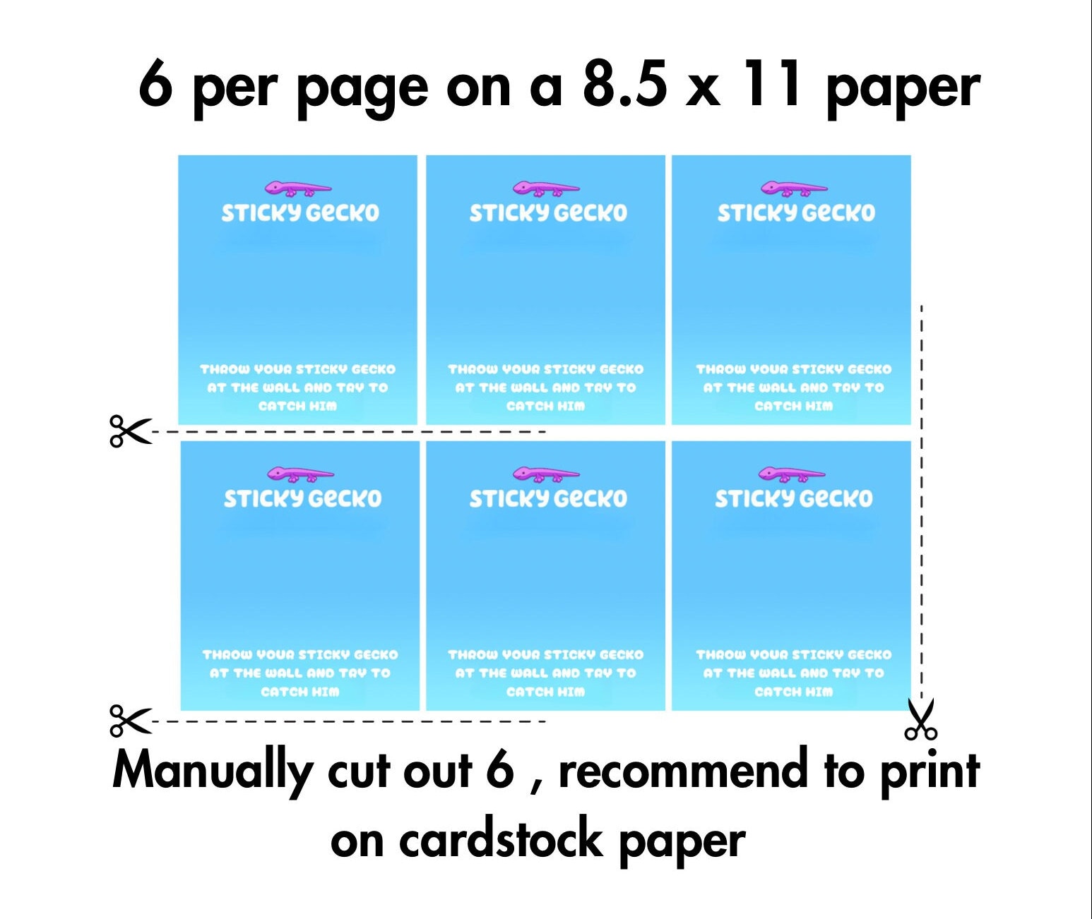 STICKY GECKO Bluey Party Favor , PDF File . Print and Cut - Etsy