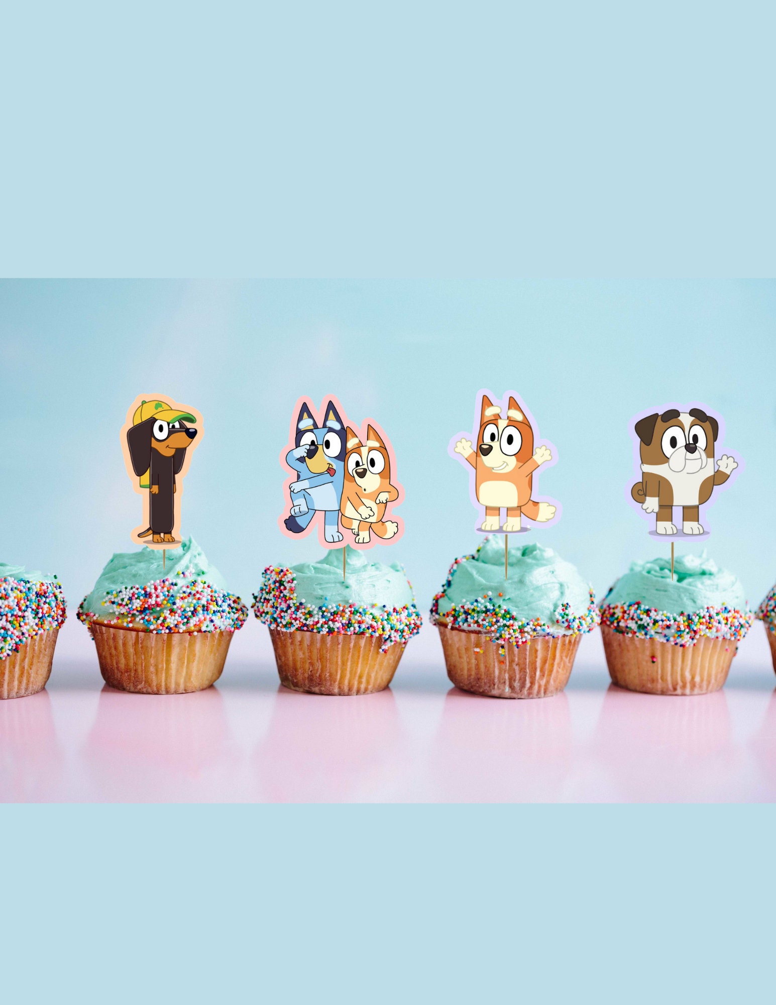 Bluey Cupcake Toppers , Bluey Cutouts. Bluey and Friends PDF FILE . No ...