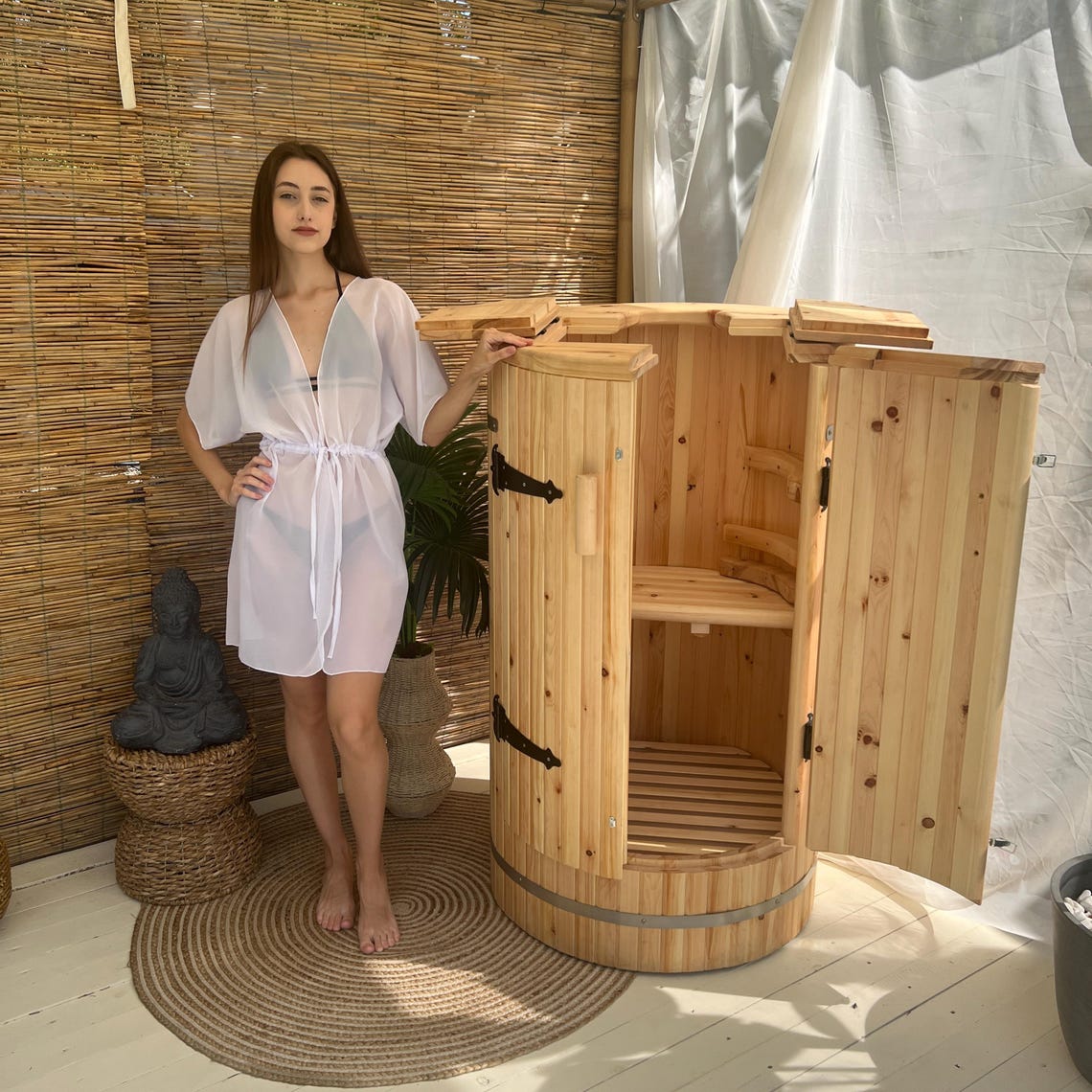 Mini Sauna, Back Yard Sauna, 1 Persona, Sauna Lower Gift, Cedar Barrel ...
