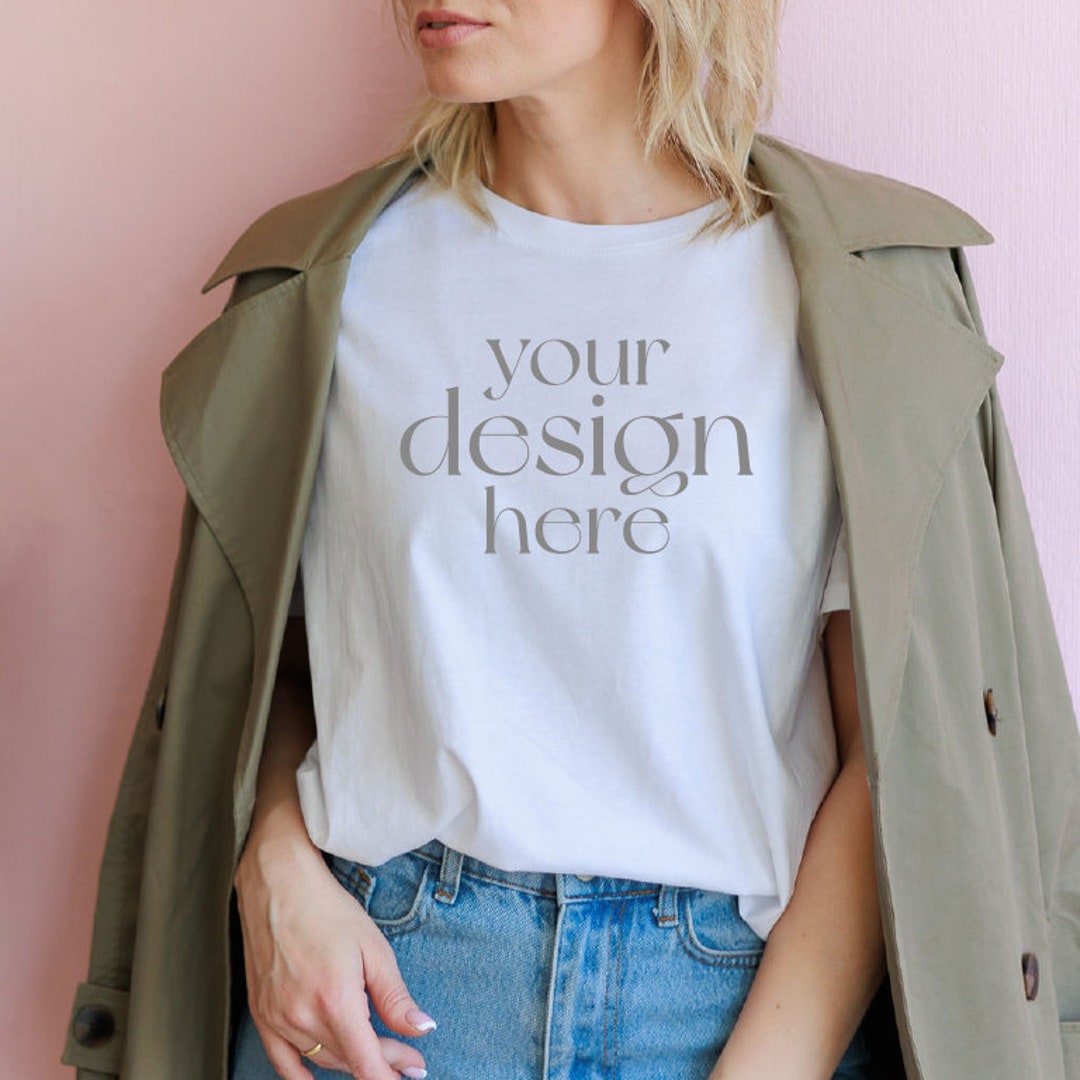 White T-shirt Mockup for Content Creation for POD Business Mockup for ...