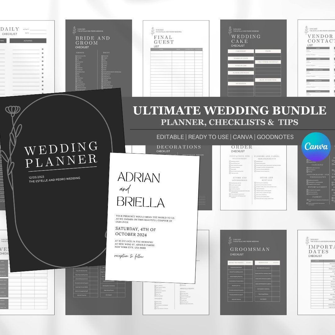 Minimalist Wedding Template Binder, Complete Informative Invitation Set ...