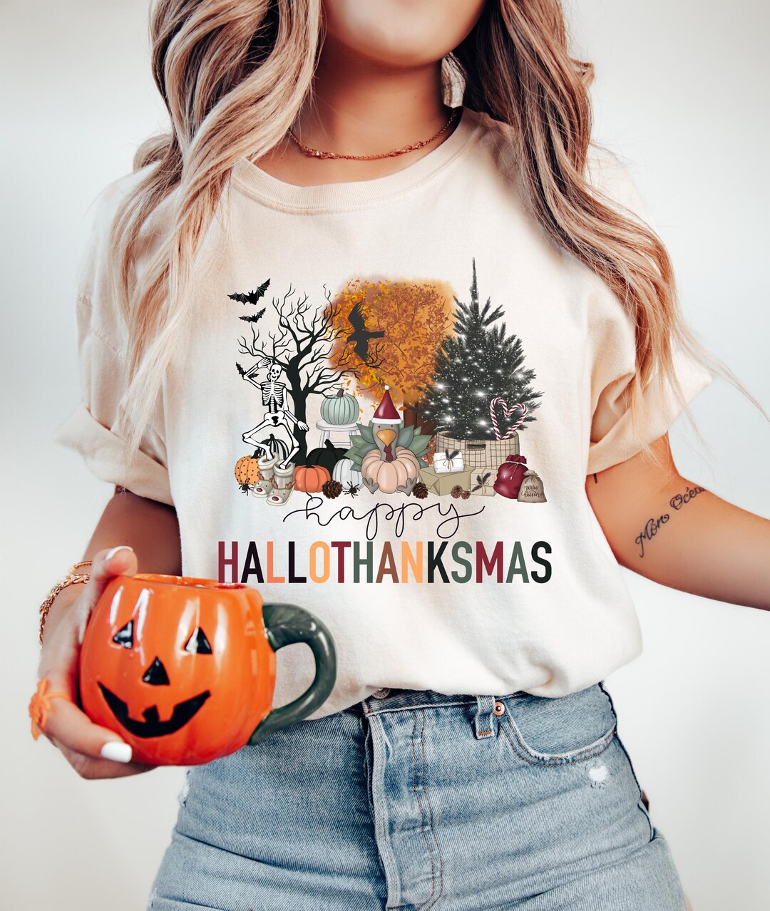 Comfort Colors® Happy Hallothanksmas Shirt, Happy Halloween ...