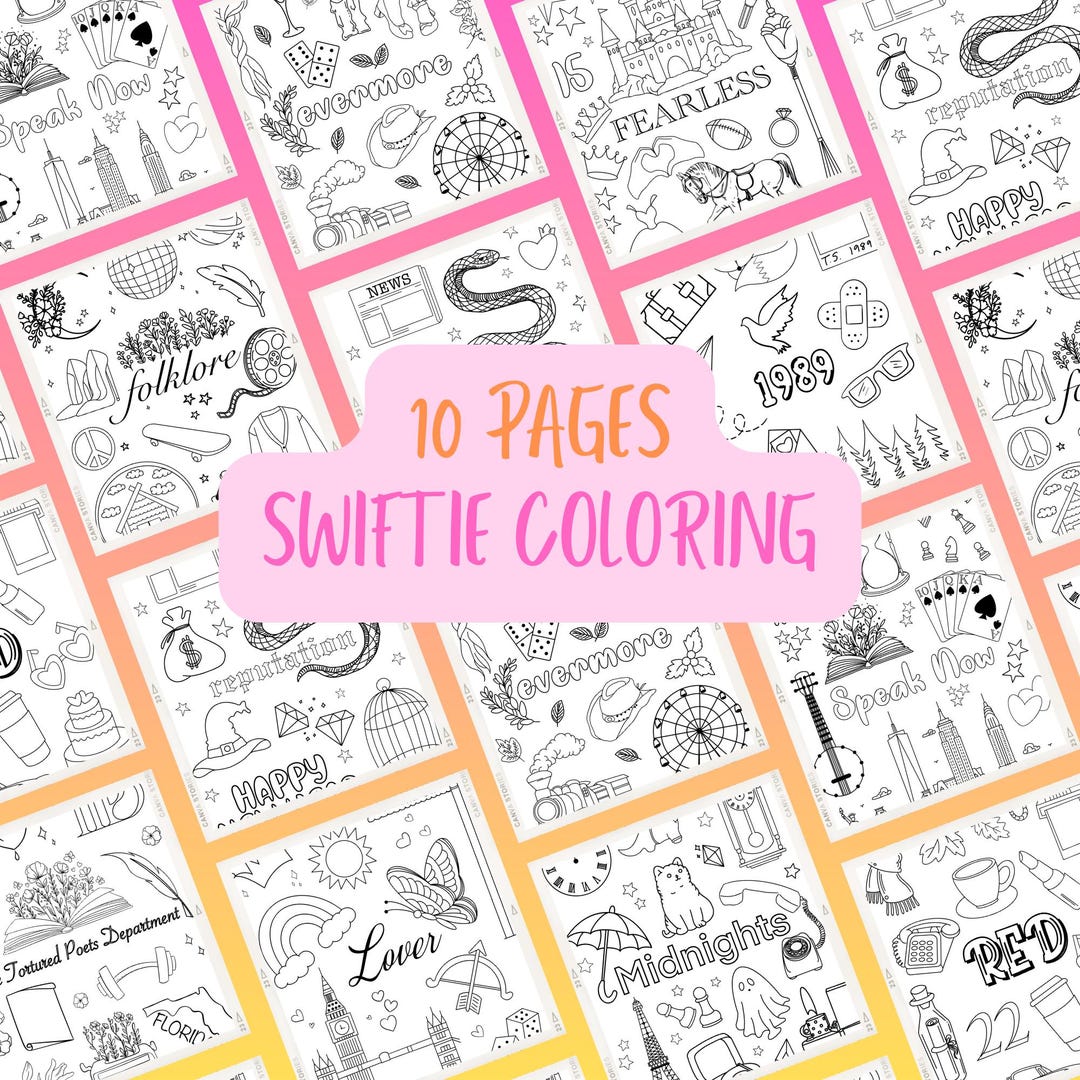 Swiftie Inspired Coloring Pages ERAS Tour Coloring Page Taylor Swift ...