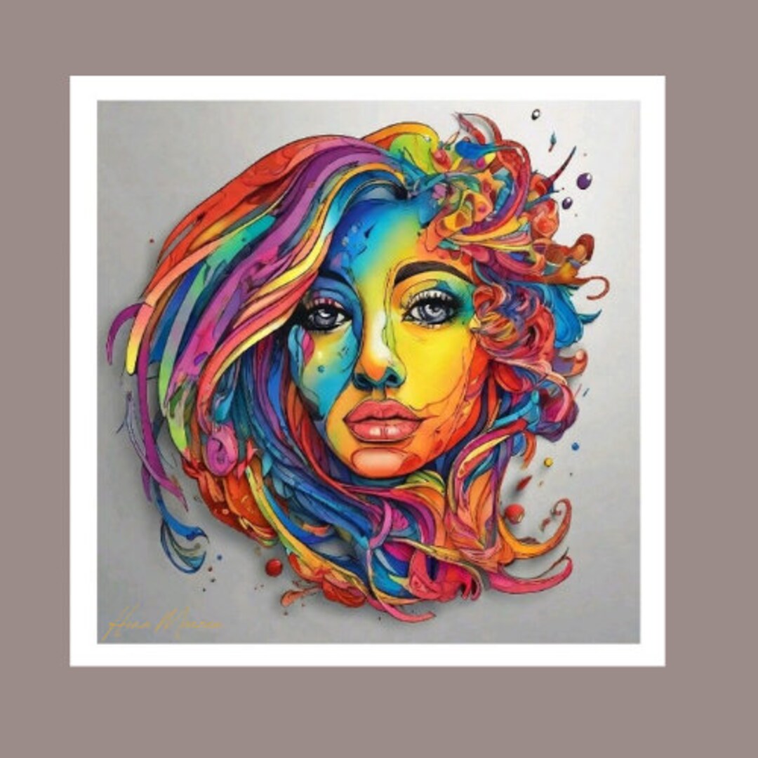 A Woman Colorful Face Art - Etsy